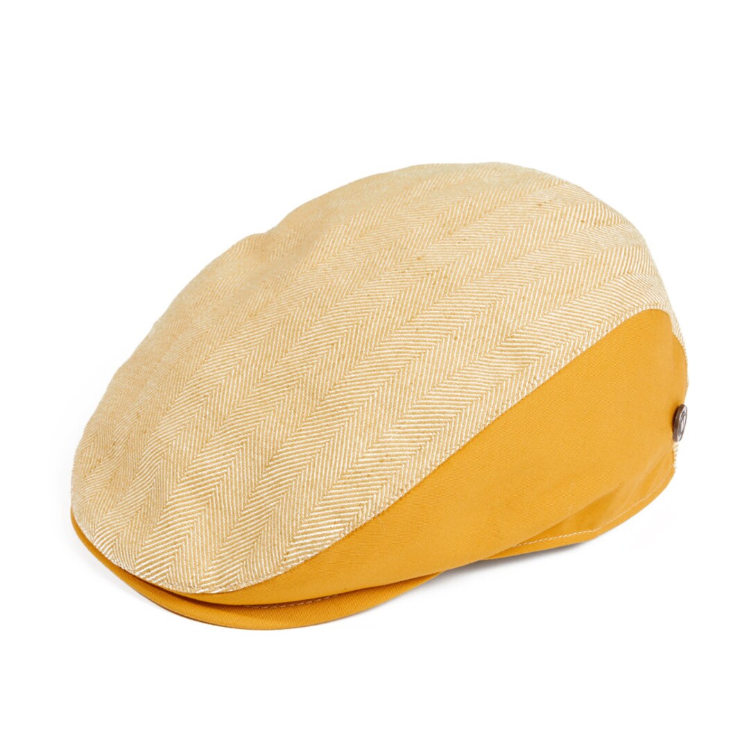 Dasmarca Liam Yellow Linen Herringbone Summer Italian Flat Cap for Men ...