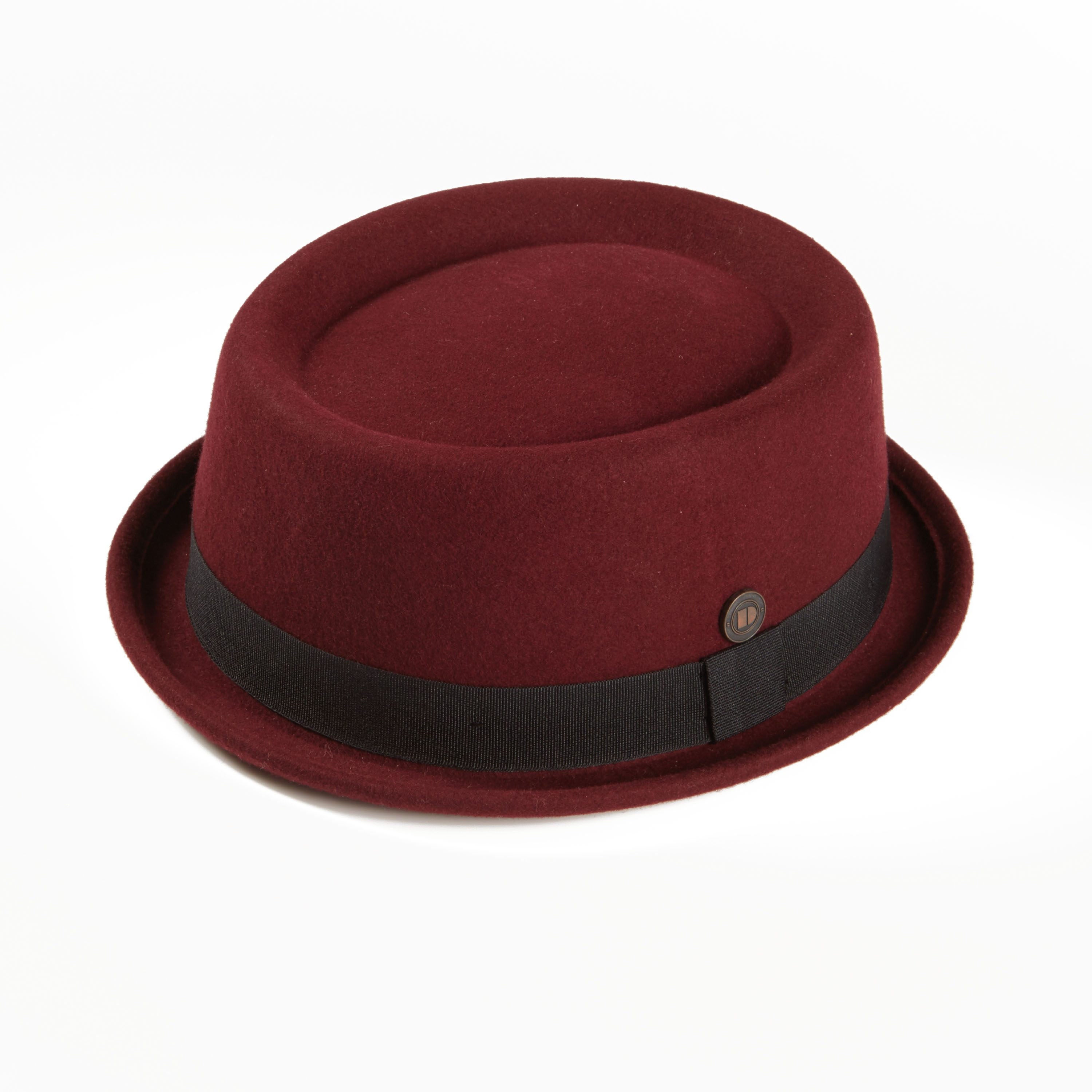 Dasmarca-jack-vino-red Hat-felt Hat-crushable Hat-small Brim Hat-skimpy ...