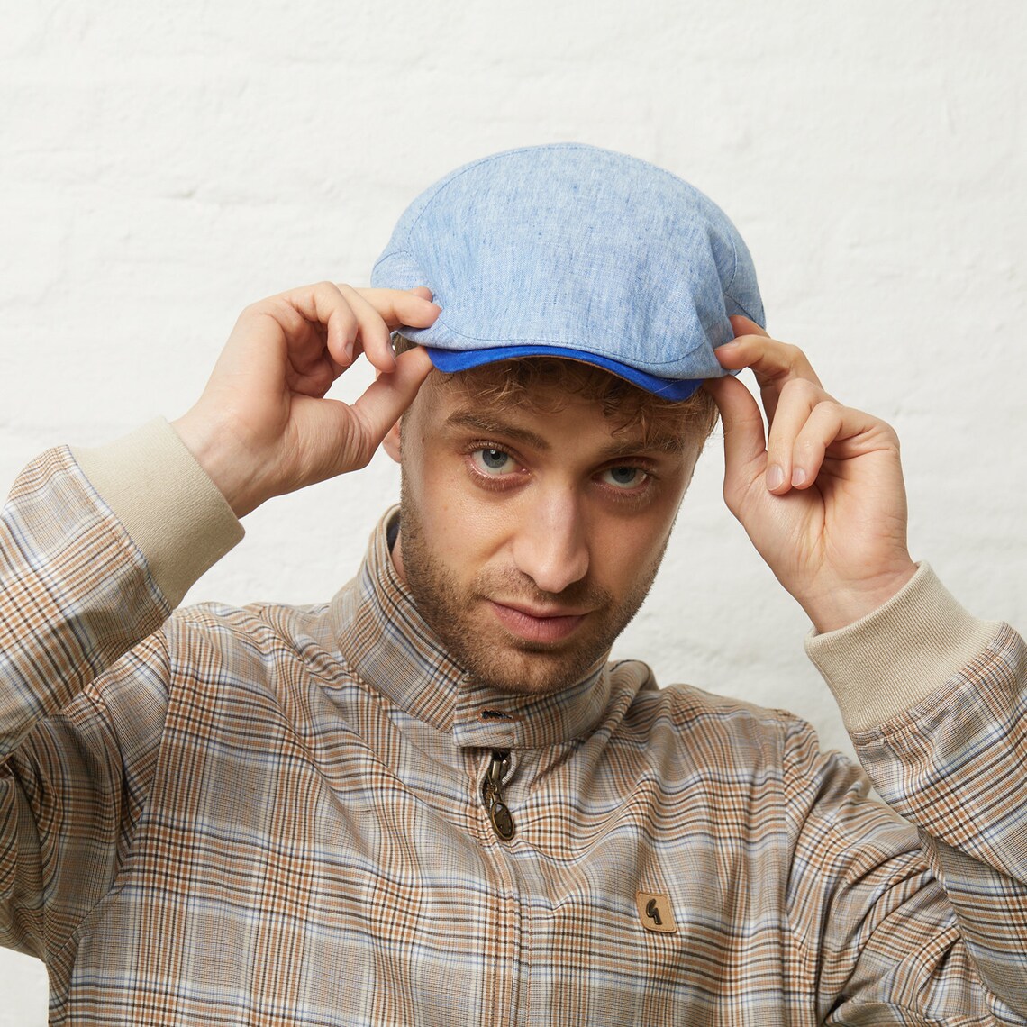 Logan Sky Blue Linen Summer Italian Flat Cap for Men - Etsy