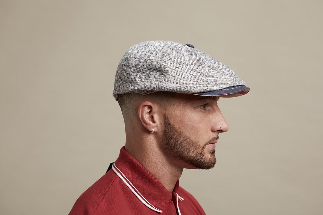 Dasmarca-frankie-marine-blue Peaked Summer Cap- Golf Caps-linen Cap ...