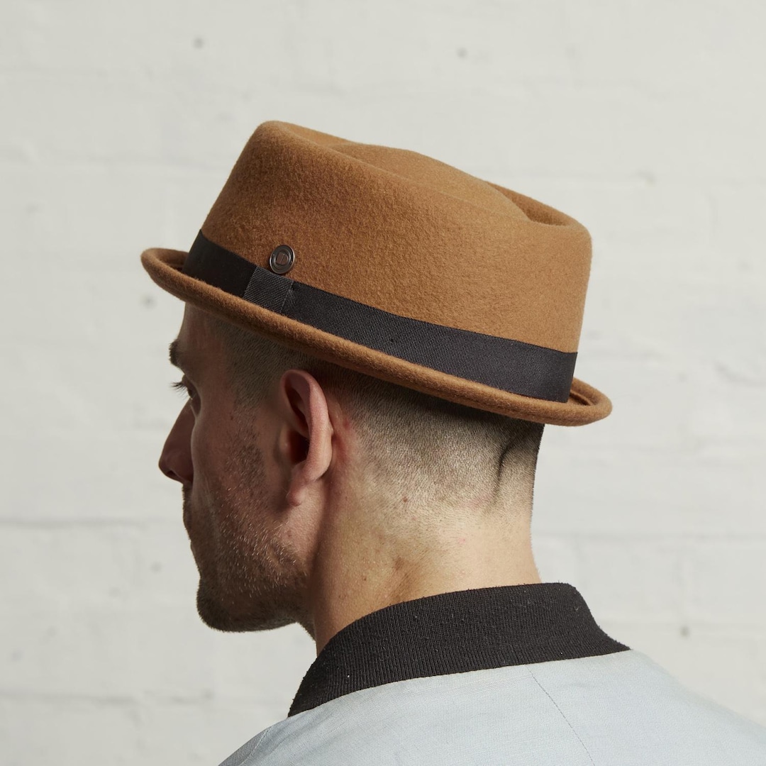 DASMARCA Jack Camel Men's Hat Felt Hat Winter Hat Porkpie Hat Short ...