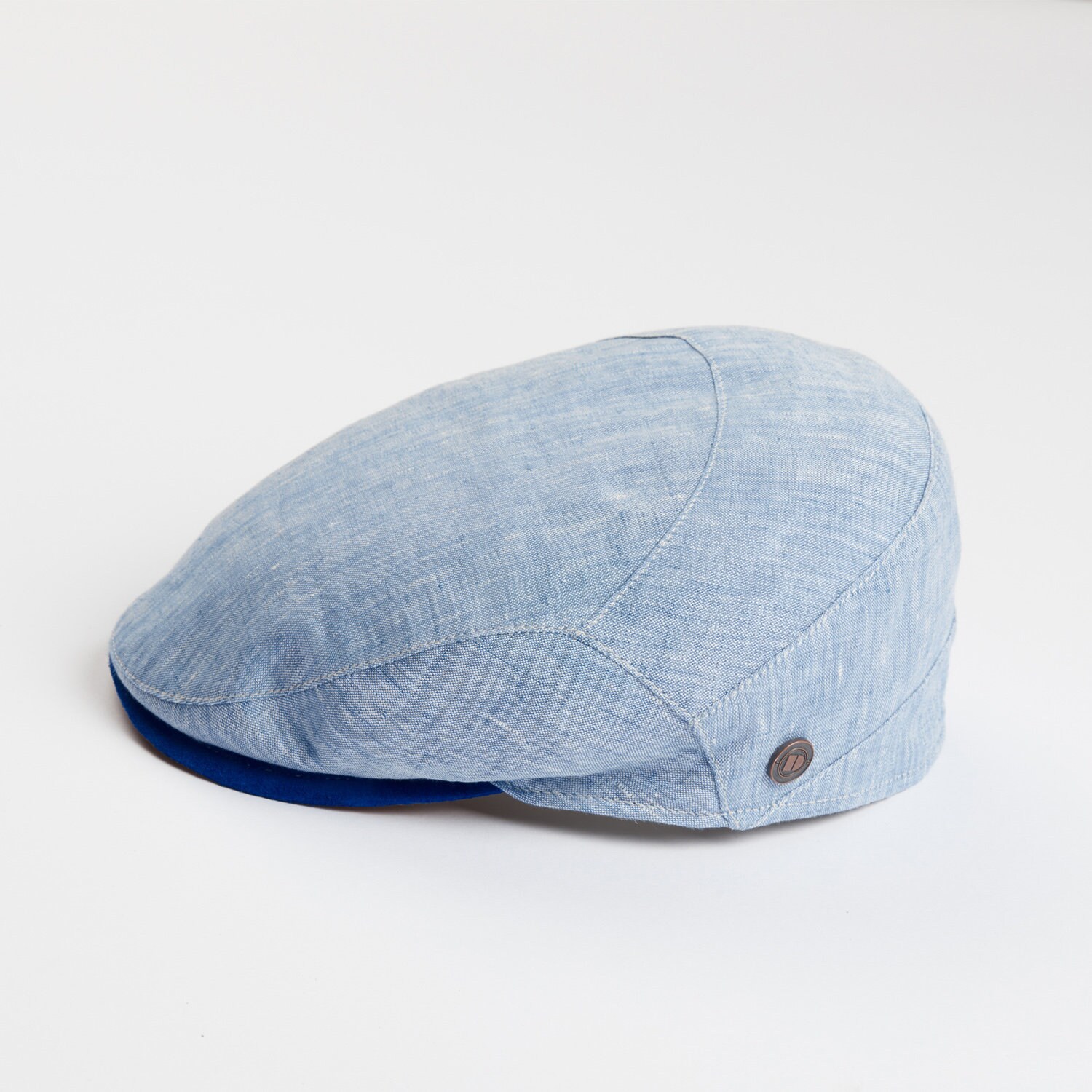 Logan Sky Blue Linen Summer Italian Flat Cap for Men - Etsy
