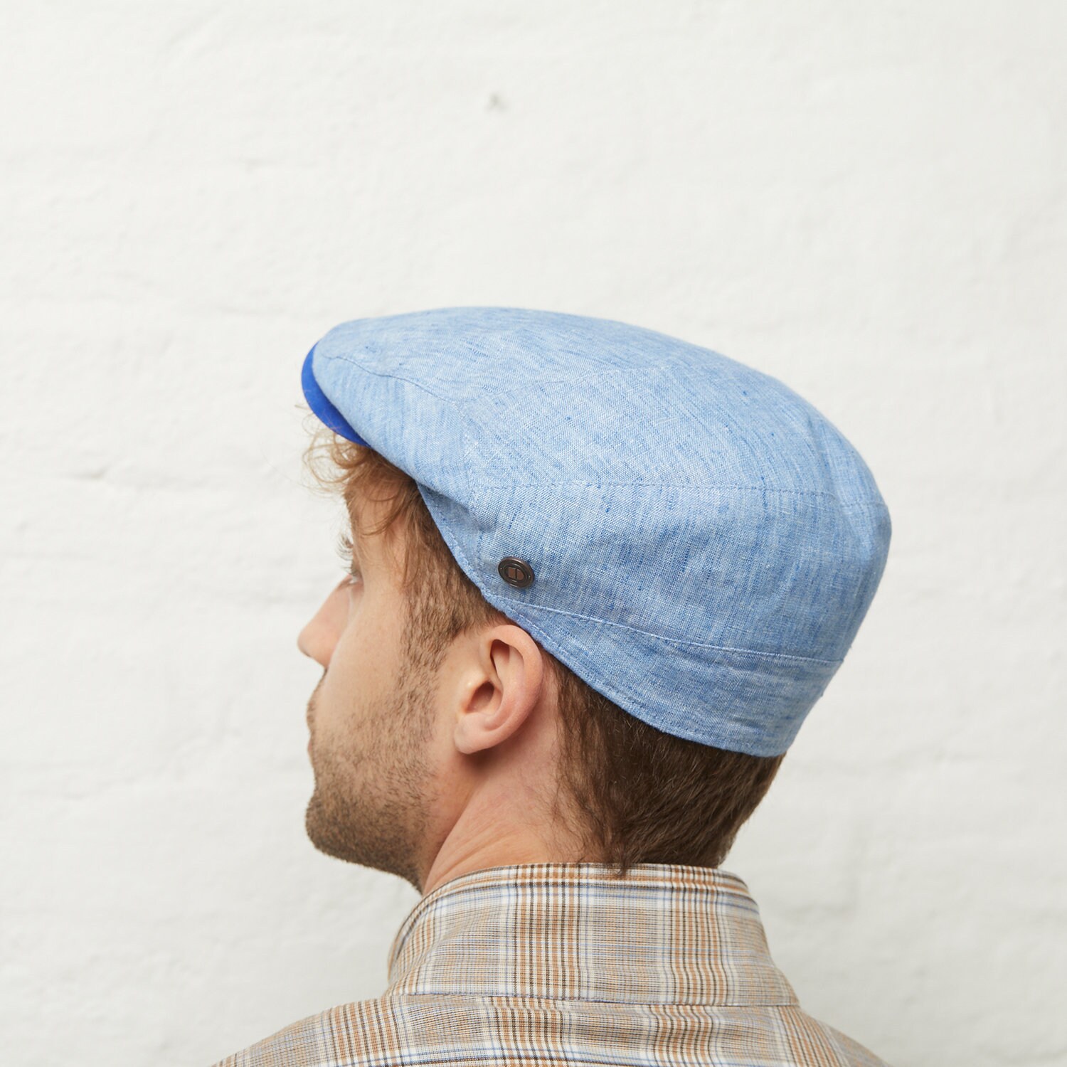 Logan Sky Blue Linen Summer Italian Flat Cap for Men - Etsy