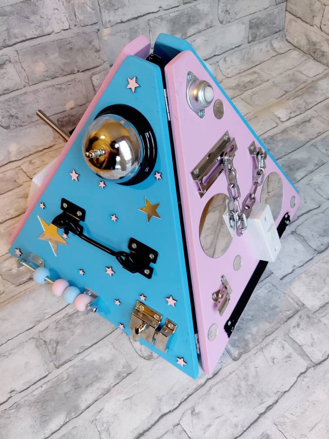 Busy Board Pyramid Sensory Toy Montessori Activity Lockboard Childrens ...