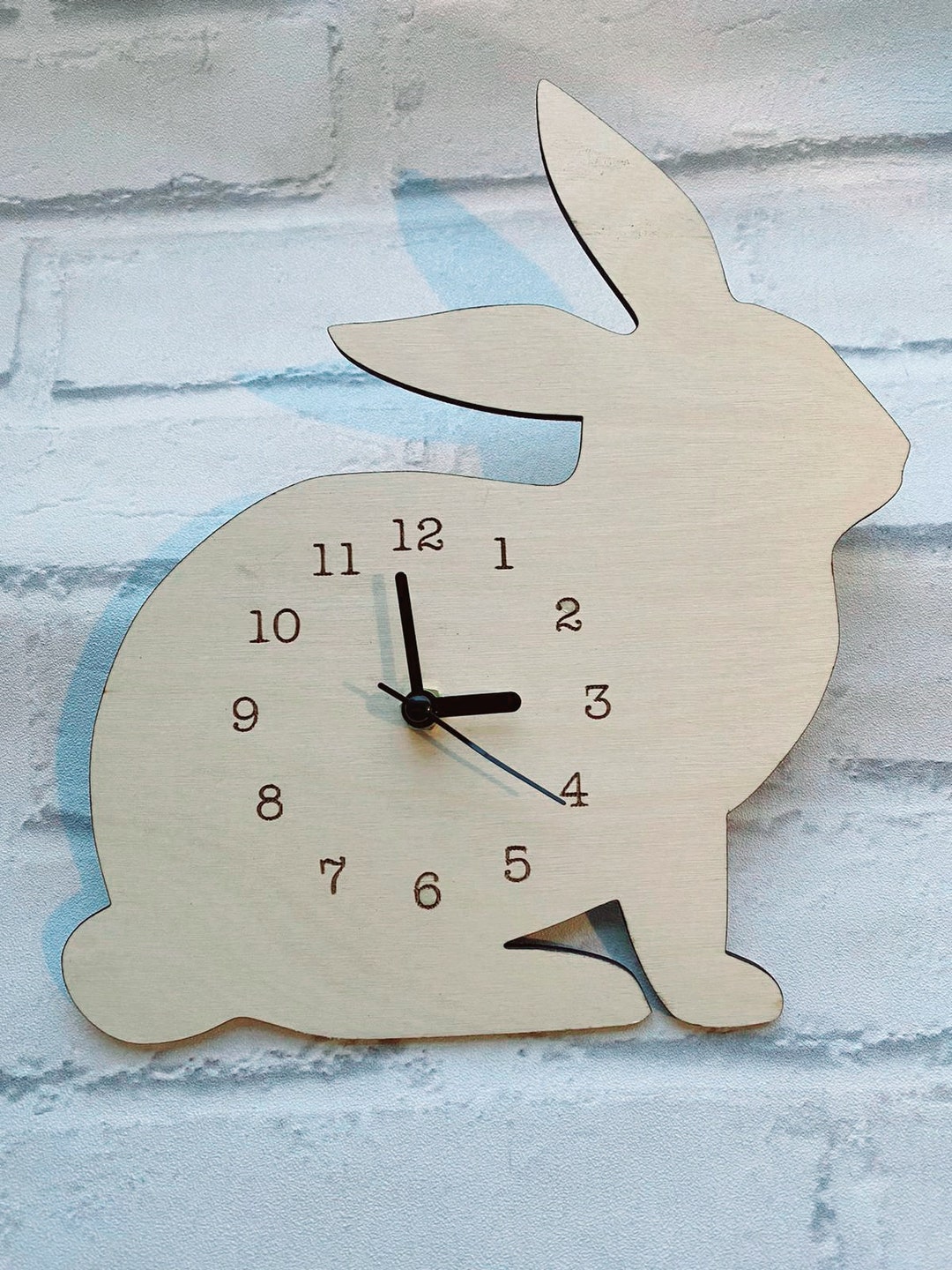 Natural Rabbit Clock Wooden Animal Rabbit Shape Clock Childrens ...