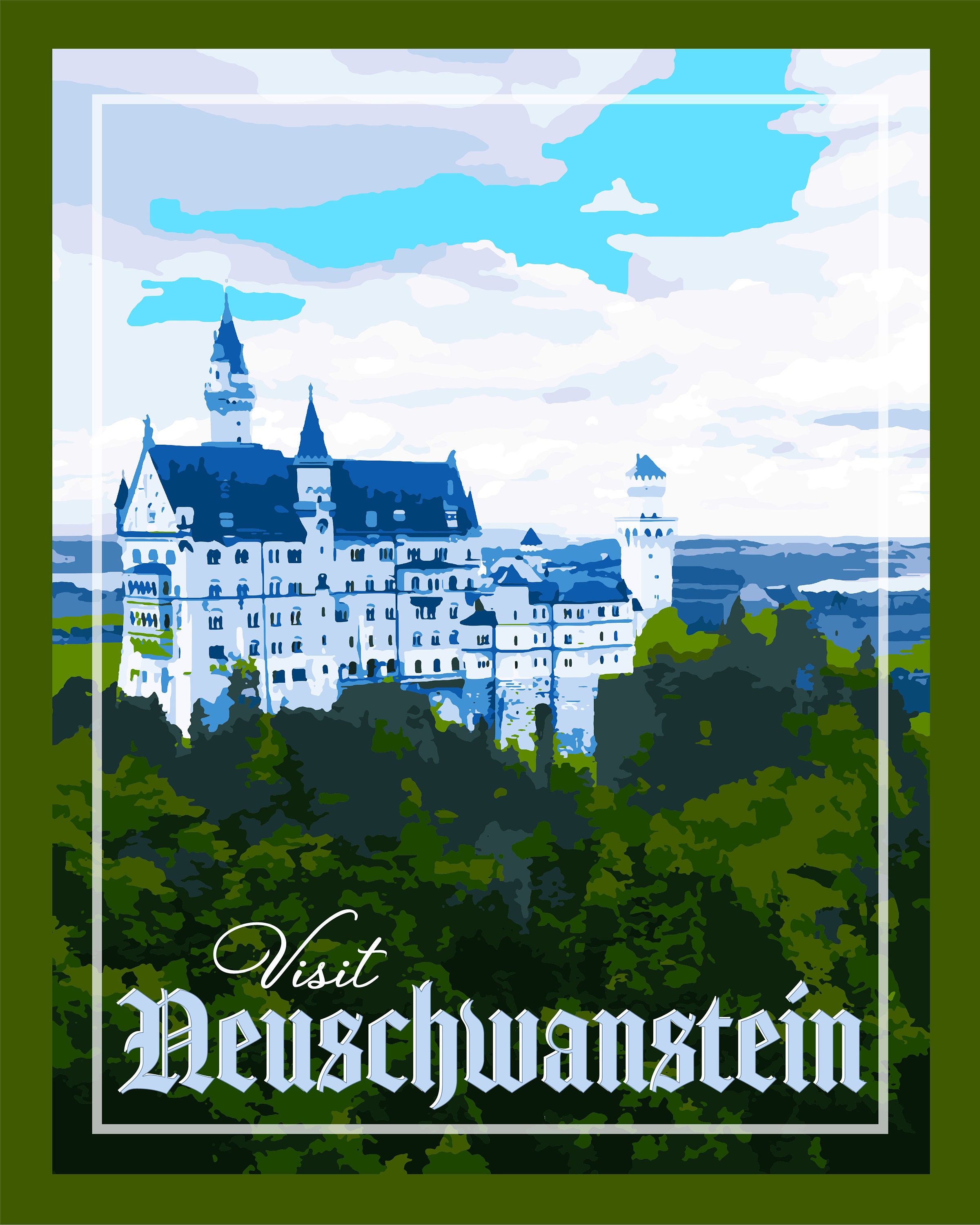 Neuschwanstein Castle Travel Poster - Etsy