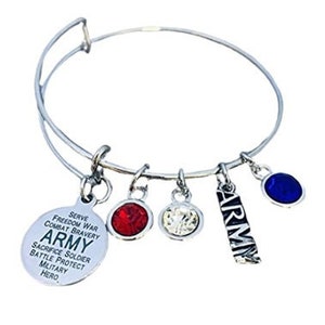US Army Gift, US Army Jewelry, Army Charm Bangle Bracelet, Army ...