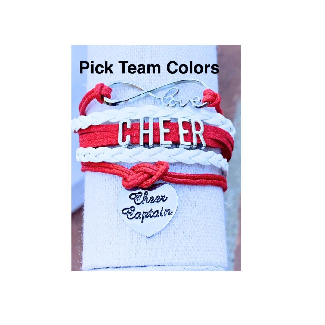 Cheer Captain Bracelet, Pick Team Colors, Infinity Cheer Bracelet ...