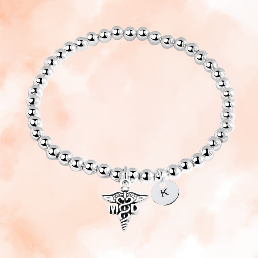 Personalized Medical Doctor Beaded Bracelet With Initial Letter Charm ...
