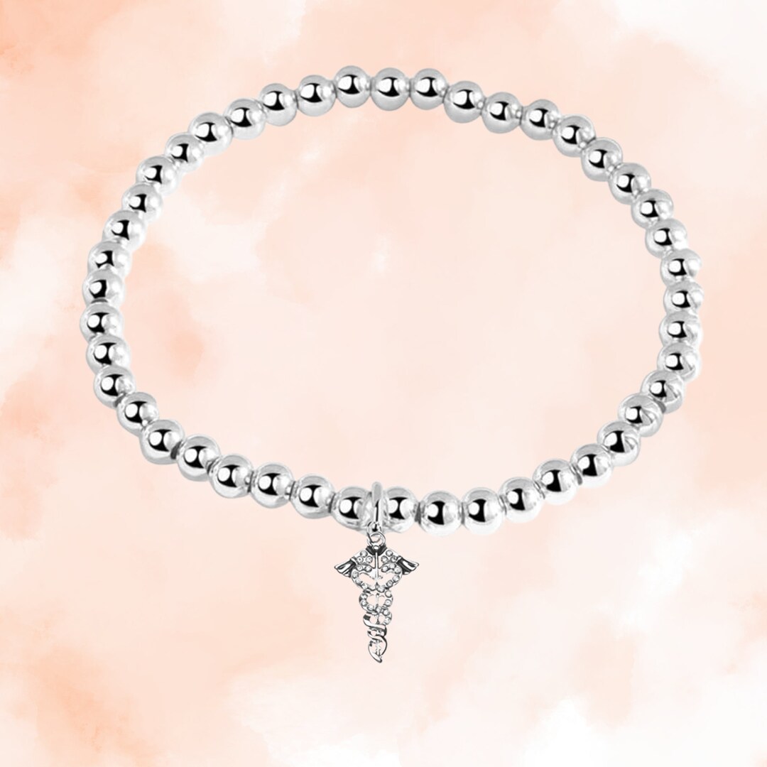 Caduceus Gift, Personalized Caduceus Beaded Bracelet, Caduceus ...