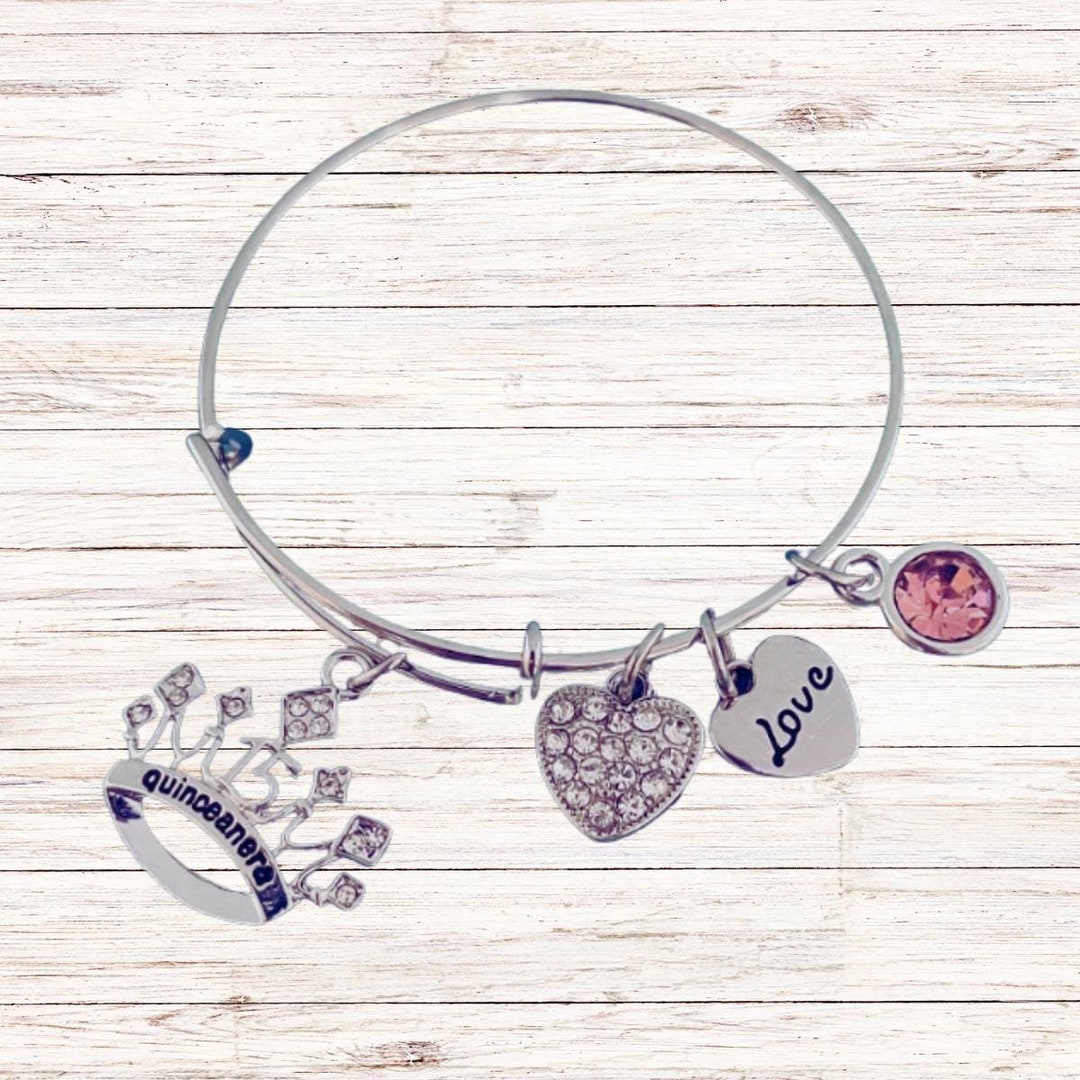 Personalized Quinceanera Bracelet, Quinceanera Gift, Sweet 15 Jewelry, 15th Birthday, Birthday ...