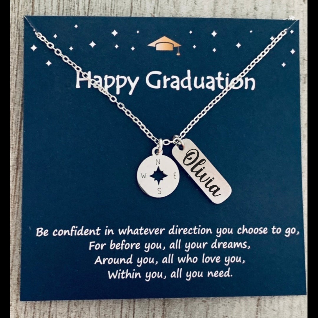 Personalized Graduation Compass Necklace, Girls Graduation Gift ...