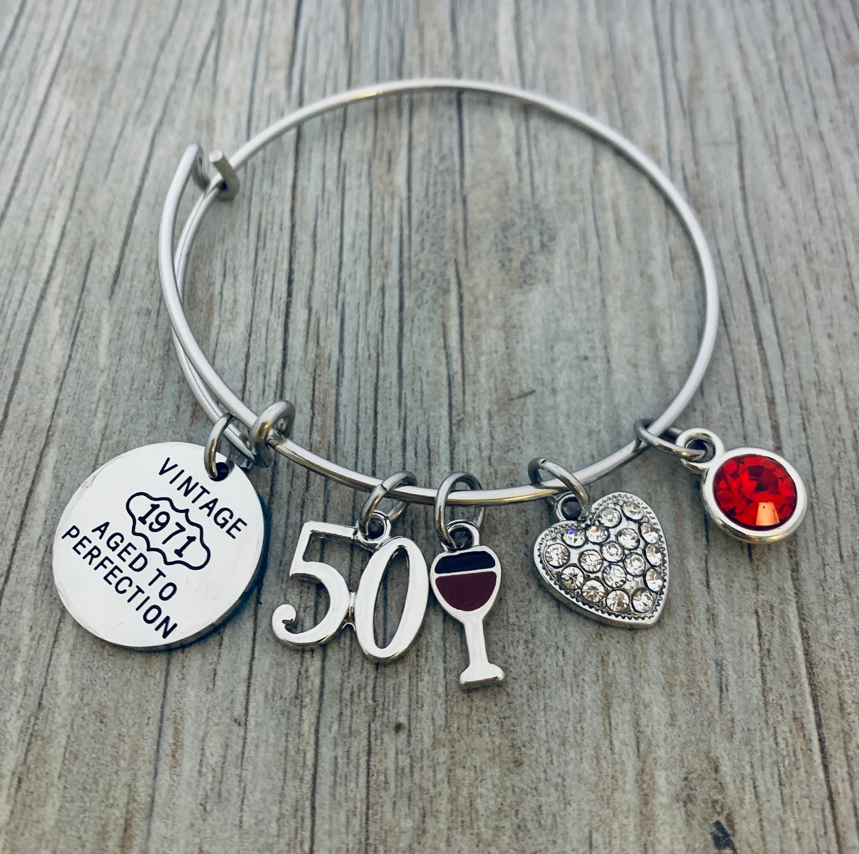 Personalized 50th Birthday Bracelet Vintage 1971 Aged to | Etsy