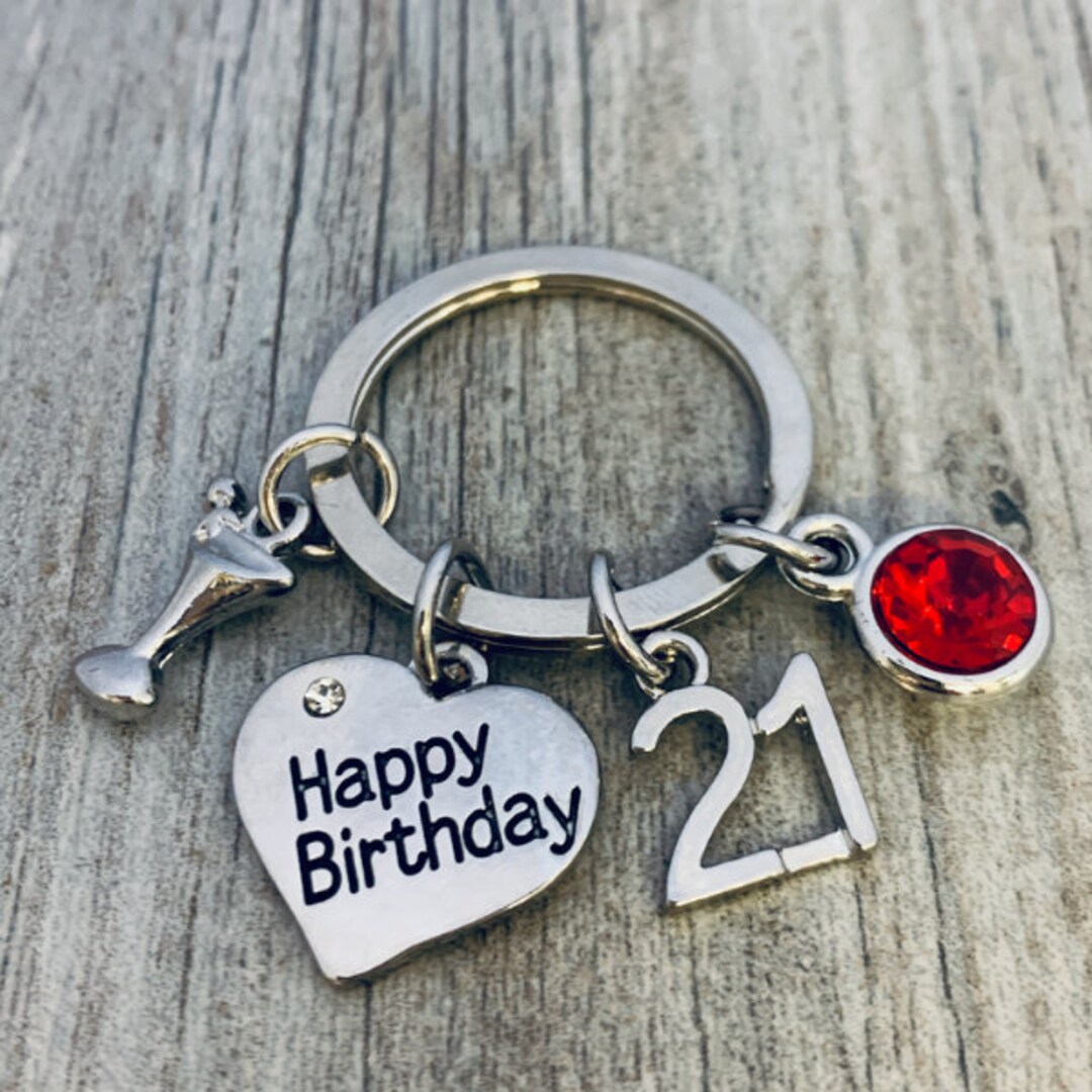 Personalized 21st Birthday Keychain, Happy Twenty First Birthday ...