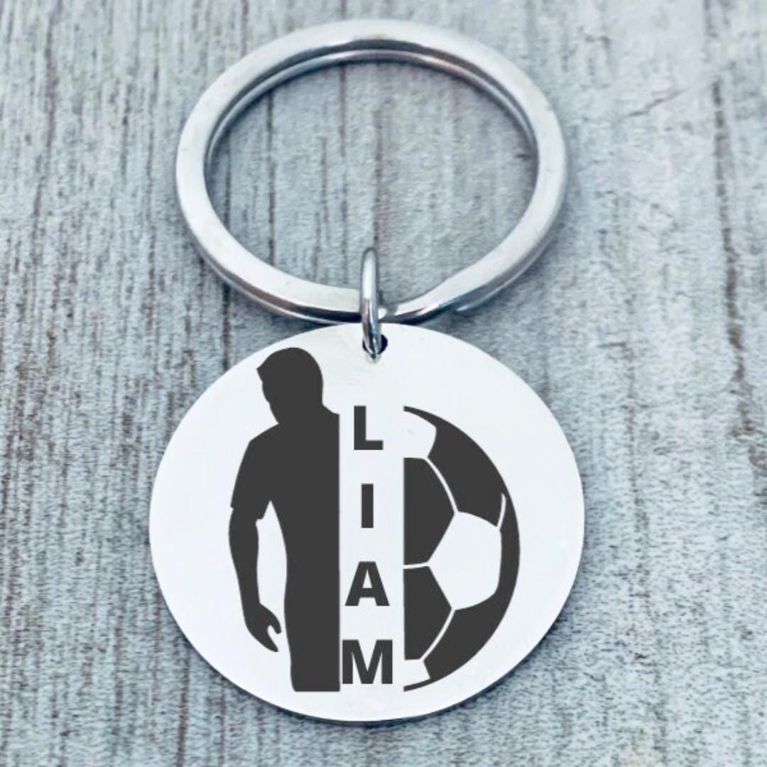 Personalized Engraved Boys Soccer Keychain, Custom Soccer Player ...