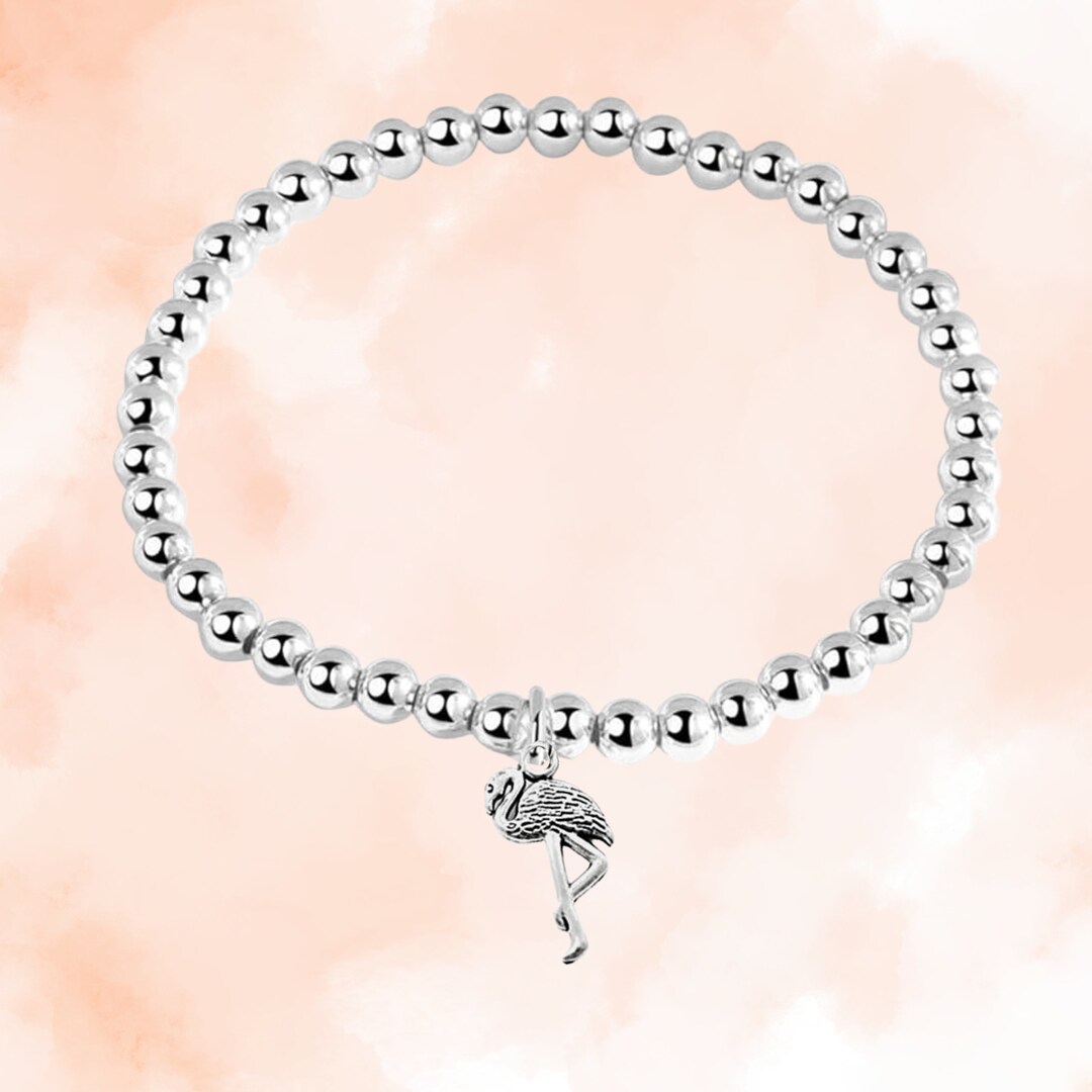 Flamingo Gift, Personalized Flamingo Beaded Bracelet, Flamingo ...