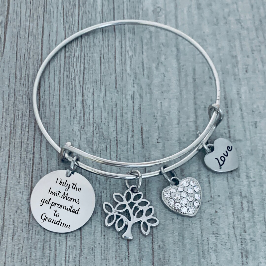 Grandma Gift, Baby Reveal, Promoted to Grandma Charm Bracelet, Grandma ...