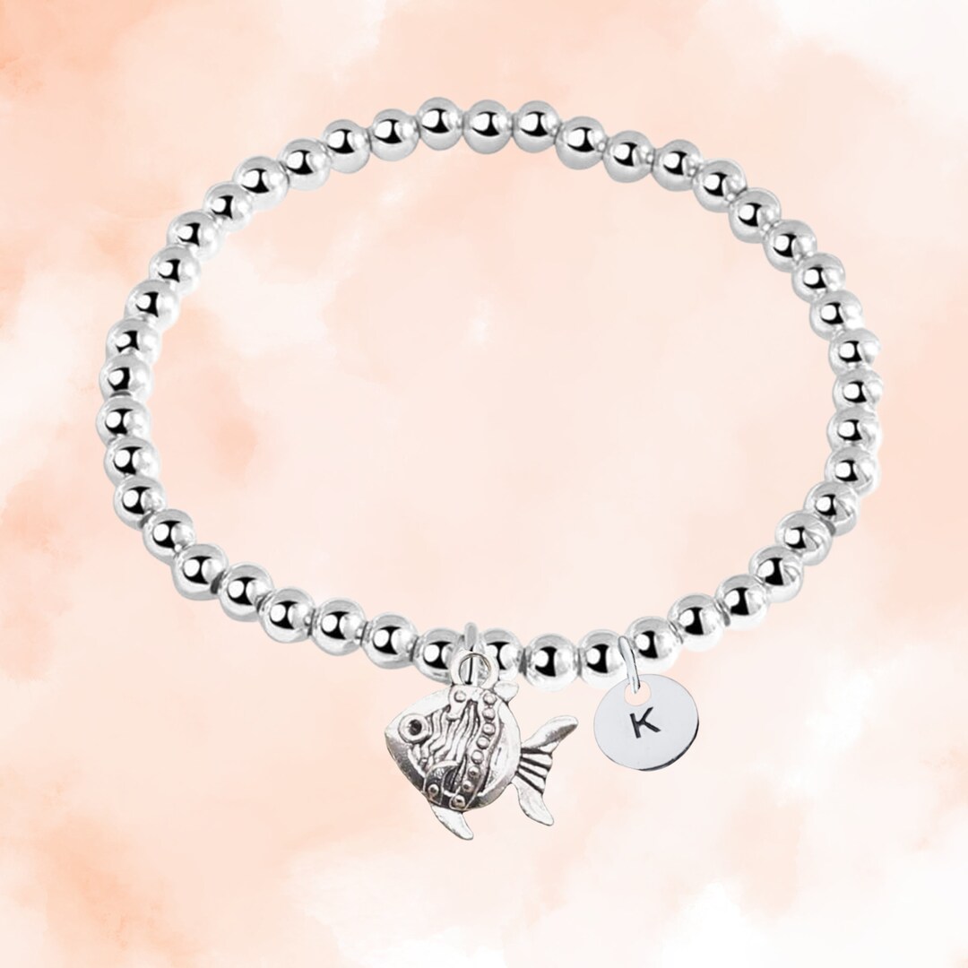 Personalized Goldfish Beaded Bracelet With Initial Letter Charm ...