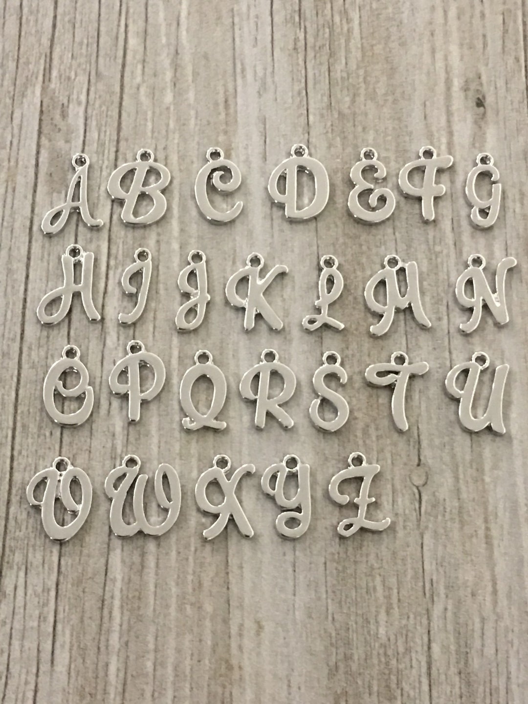 Letter Charms, Silver Plated Initial Charms, Alphabet Charms for ...