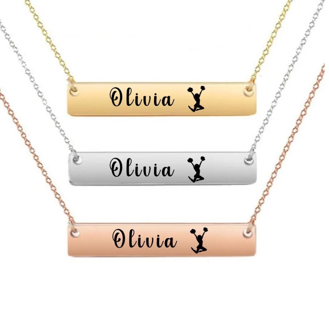 Girls Cheerleader Gift, Personalized Cheer Necklace, Engraved Pendant ...