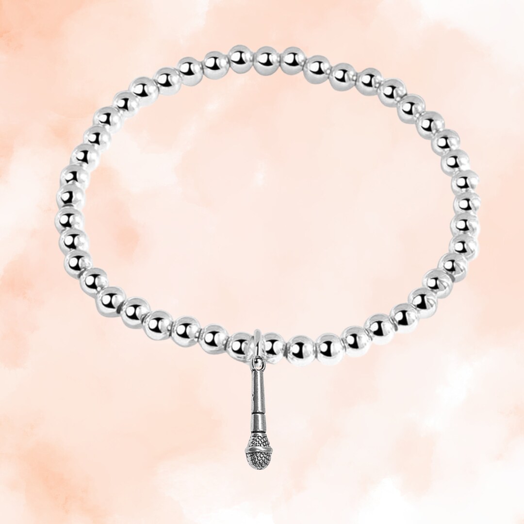 Microphone Gift, Personalized Microphone Beaded Bracelet, Microphone ...