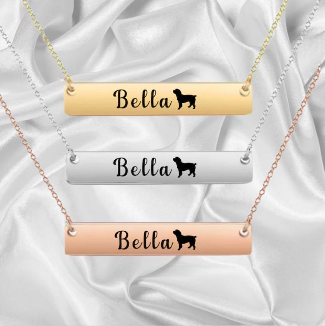 Cockapoo Necklace, Cockapoo Gift, Custom Engraved Dog Bar Necklace ...