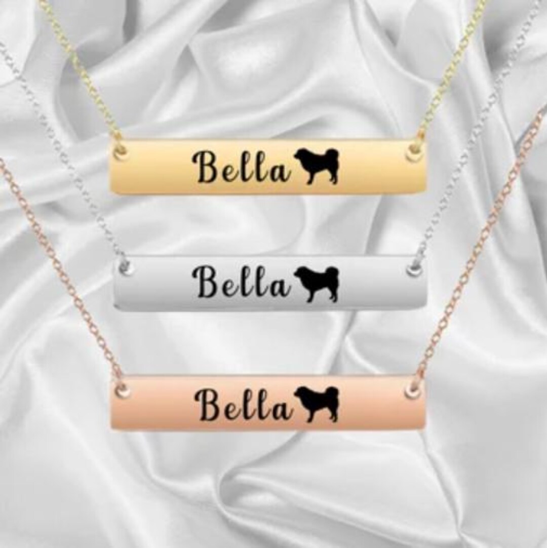 Tibetan Mastiff Necklace, Tibetan Mastiff Gift, Custom Engraved Dog Bar ...