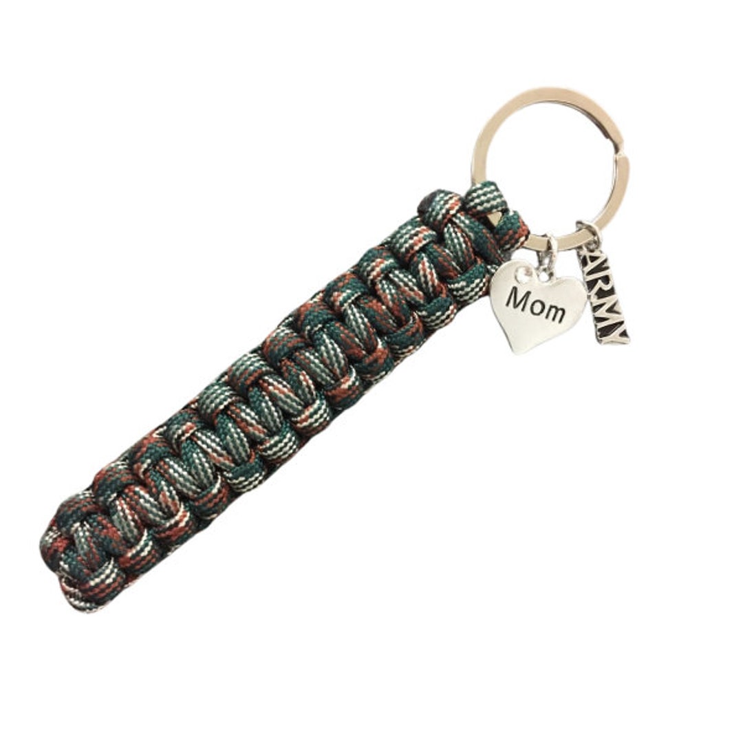 US Army Keychain, Army Camo Paracord Keychain, US Army Gift, United ...