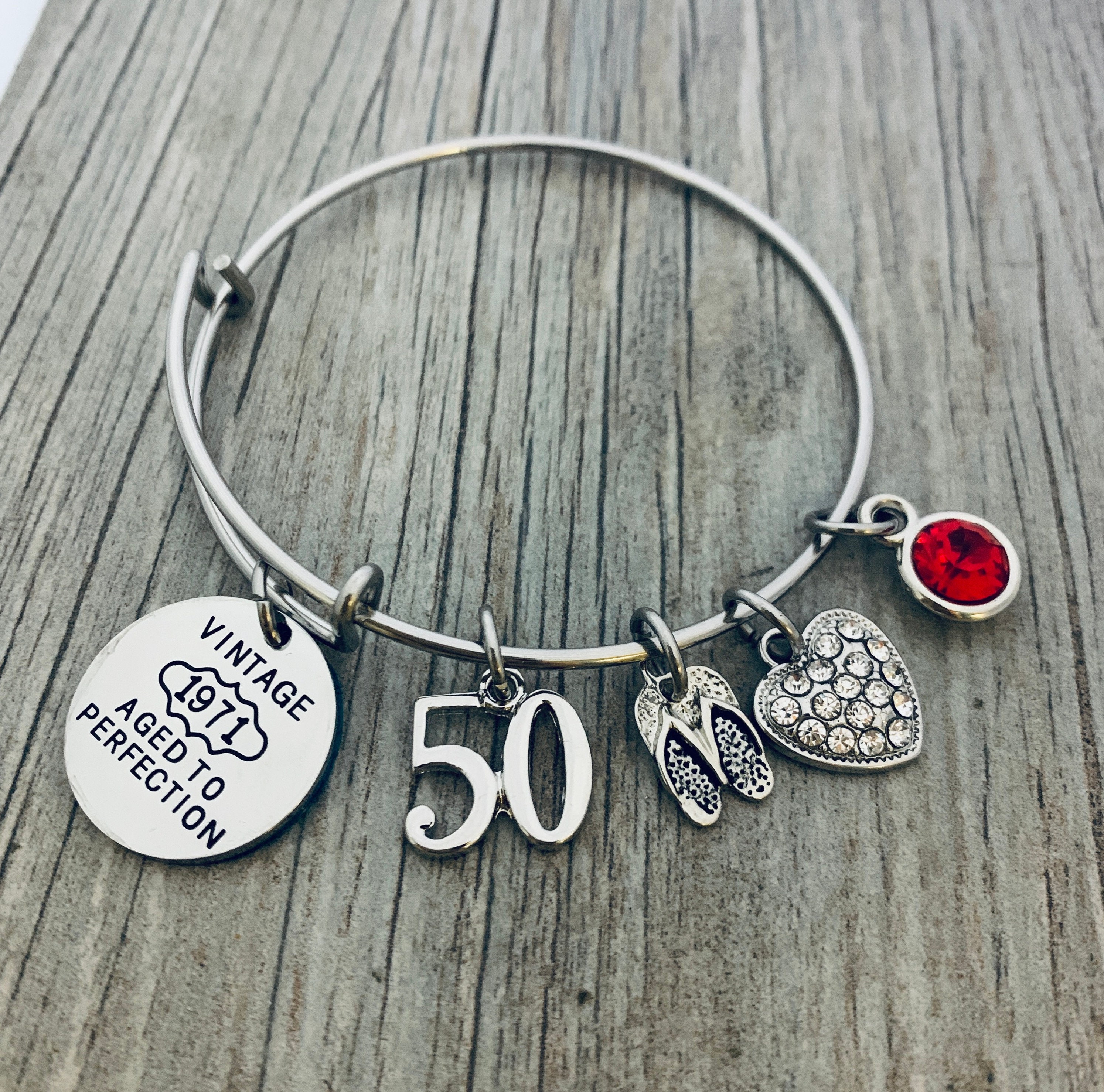 Personalized 50th Birthday Bracelet Vintage 1971 Aged to | Etsy