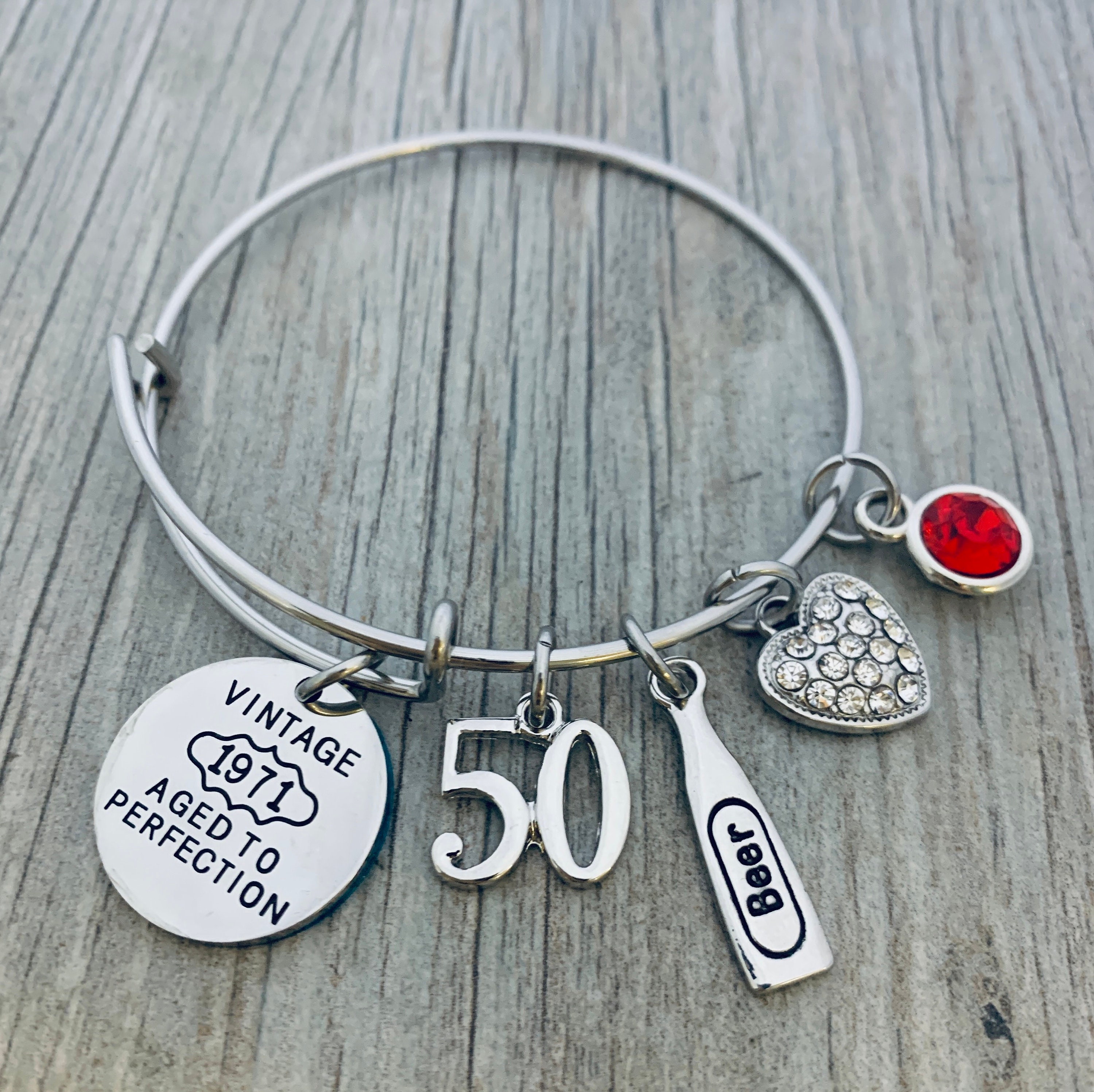 Personalized 50th Birthday Bracelet Vintage 1971 Aged to | Etsy