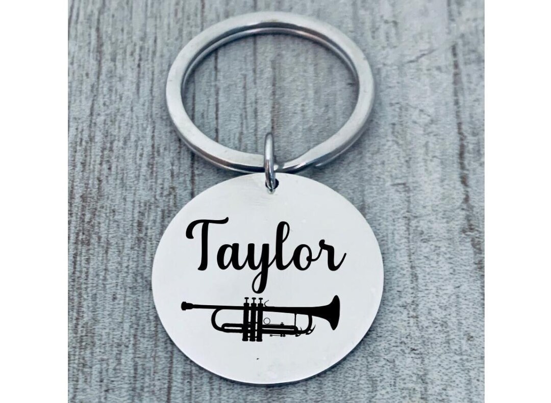 Personalized Musical Instrument Keychain, Pick Instrument, Name ...