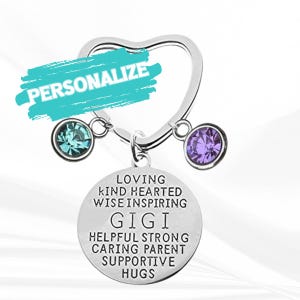 Personalized Gigi Gift, Custom Gigi Charm Keychain, Grandma Jewelry ...