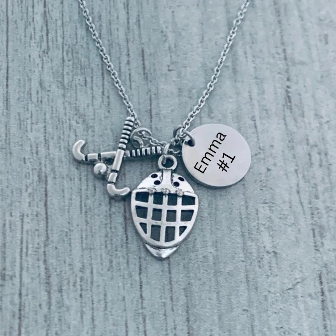 Personalized Girls Field Hockey Goalie Necklace, Custom Engraved Name ...