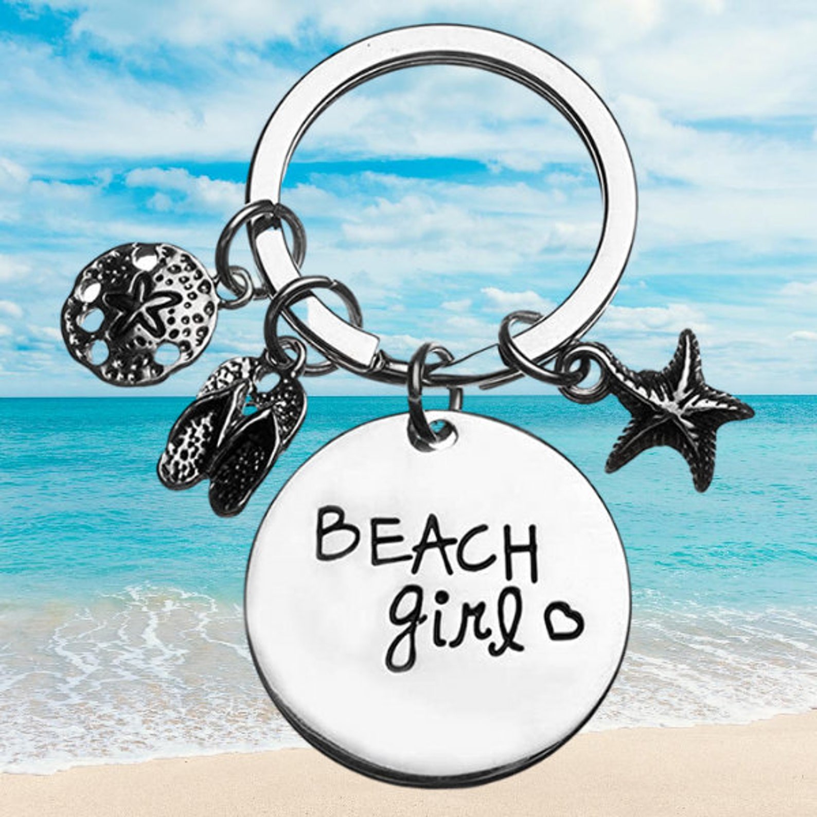 Beach Keychain Ocean Keychain Starfish Keychain Beach Lover - Etsy