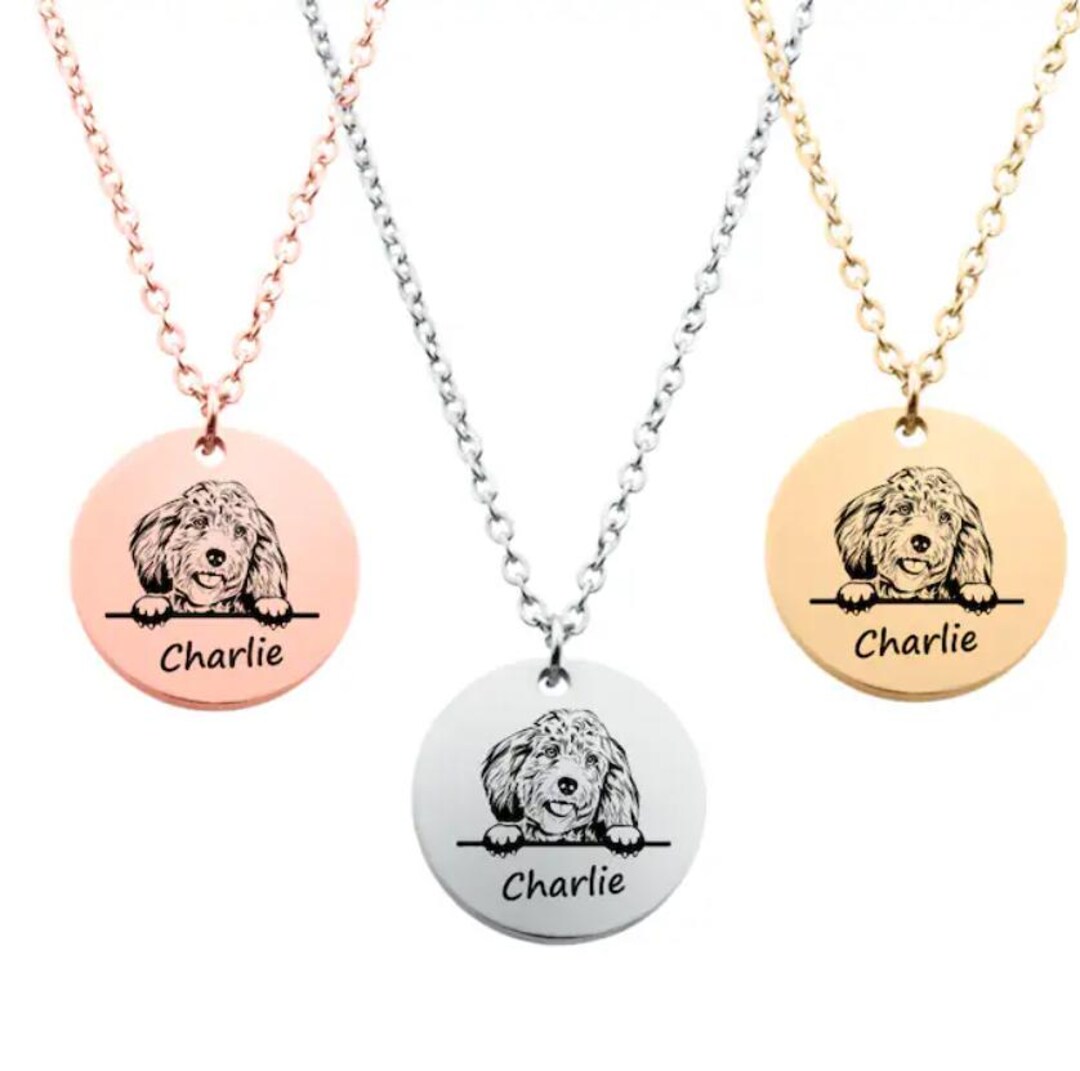 Cockapoo Gifts ,personalized Charm Necklace Custom Name Engraved Dog ...