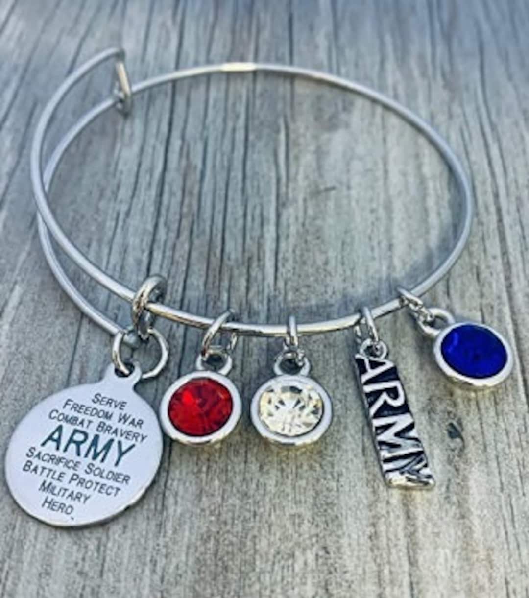 US Army Gift, US Army Jewelry, Army Charm Bangle Bracelet, Army ...
