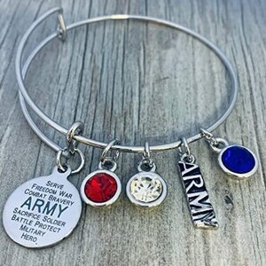 US Army Gift, US Army Jewelry, Army Charm Bangle Bracelet, Army ...