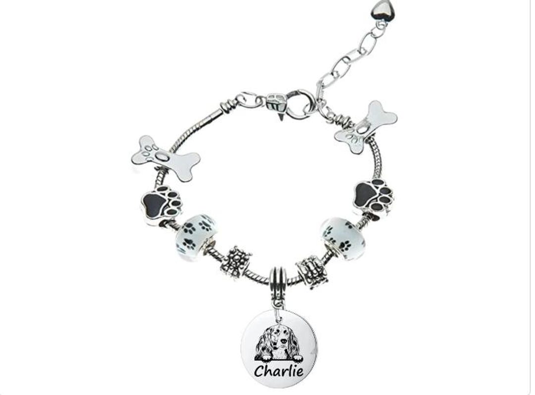 Personalized Springer Spaniel Dog Bracelet Custom Name Engraved Dog ...