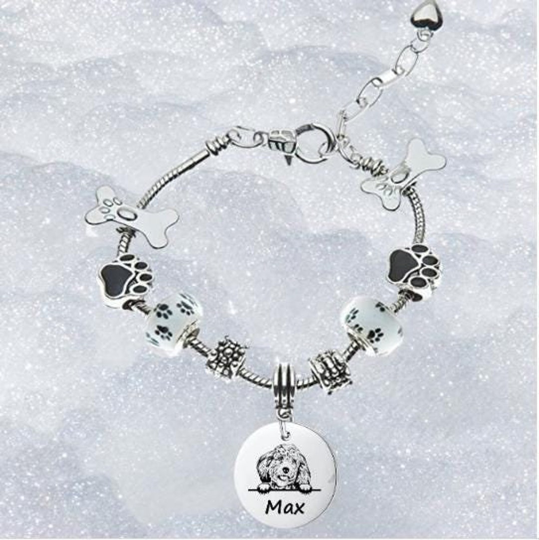 Personalized Cockapoo Dog Bracelet Custom Name Engraved Dog Bangle ...