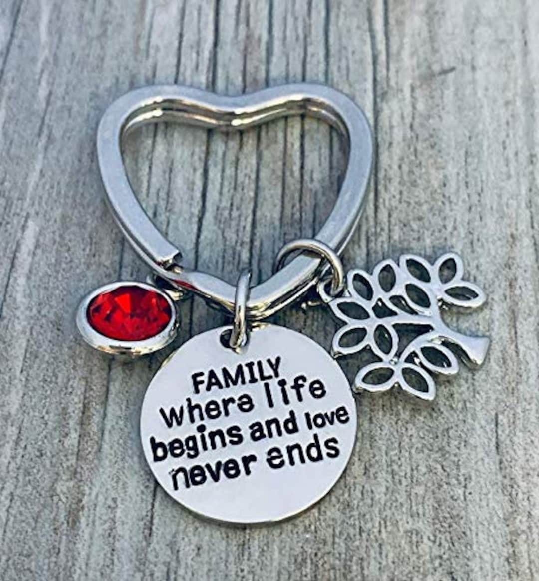 Personalized Family Tree Keychain, Family Where Life Begins and Love ...