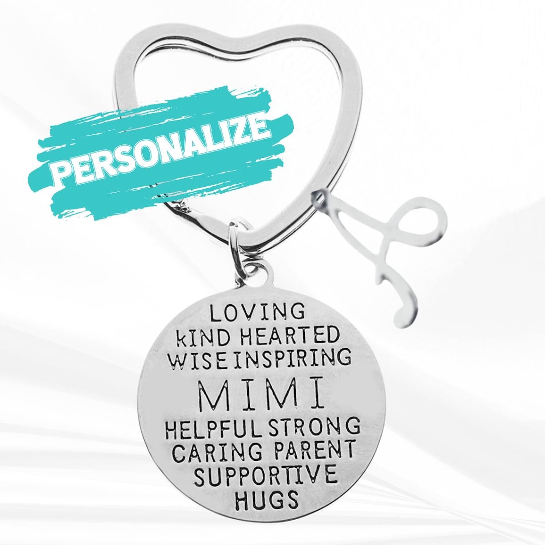 Mimi Gift, Personalized Mimi Keychain With Letter Charm, Mimi Keychain ...