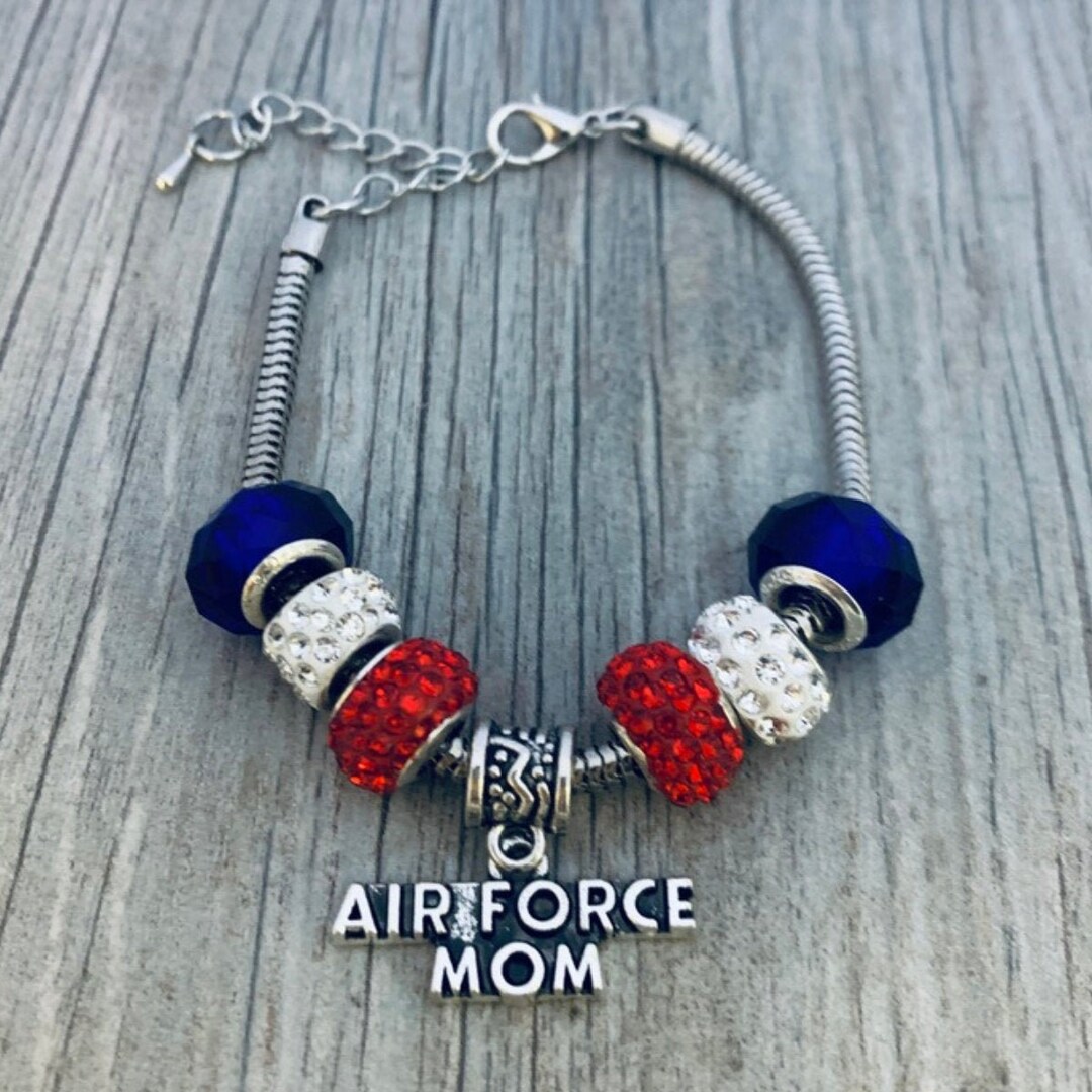 Air Force Mom Charm Bracelet, Proud Airforce Mom Gift, Mom Gifts ...