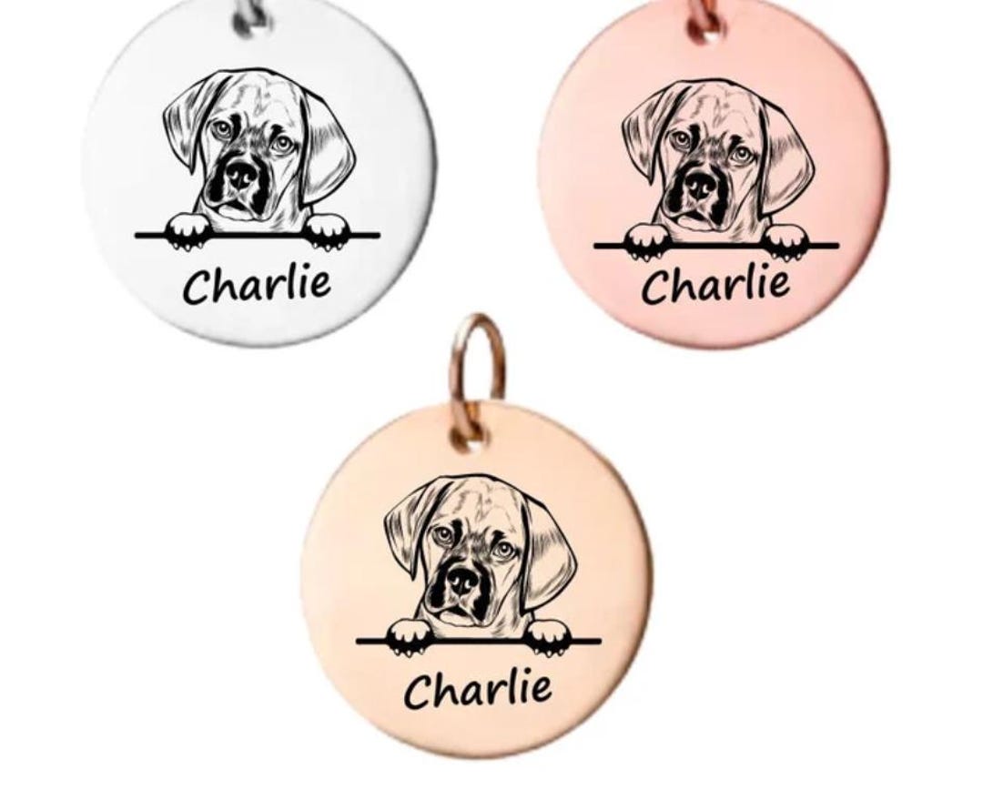 Puggle Charm ,personalized Stainless Steel Custom Name Engraved Dog ...