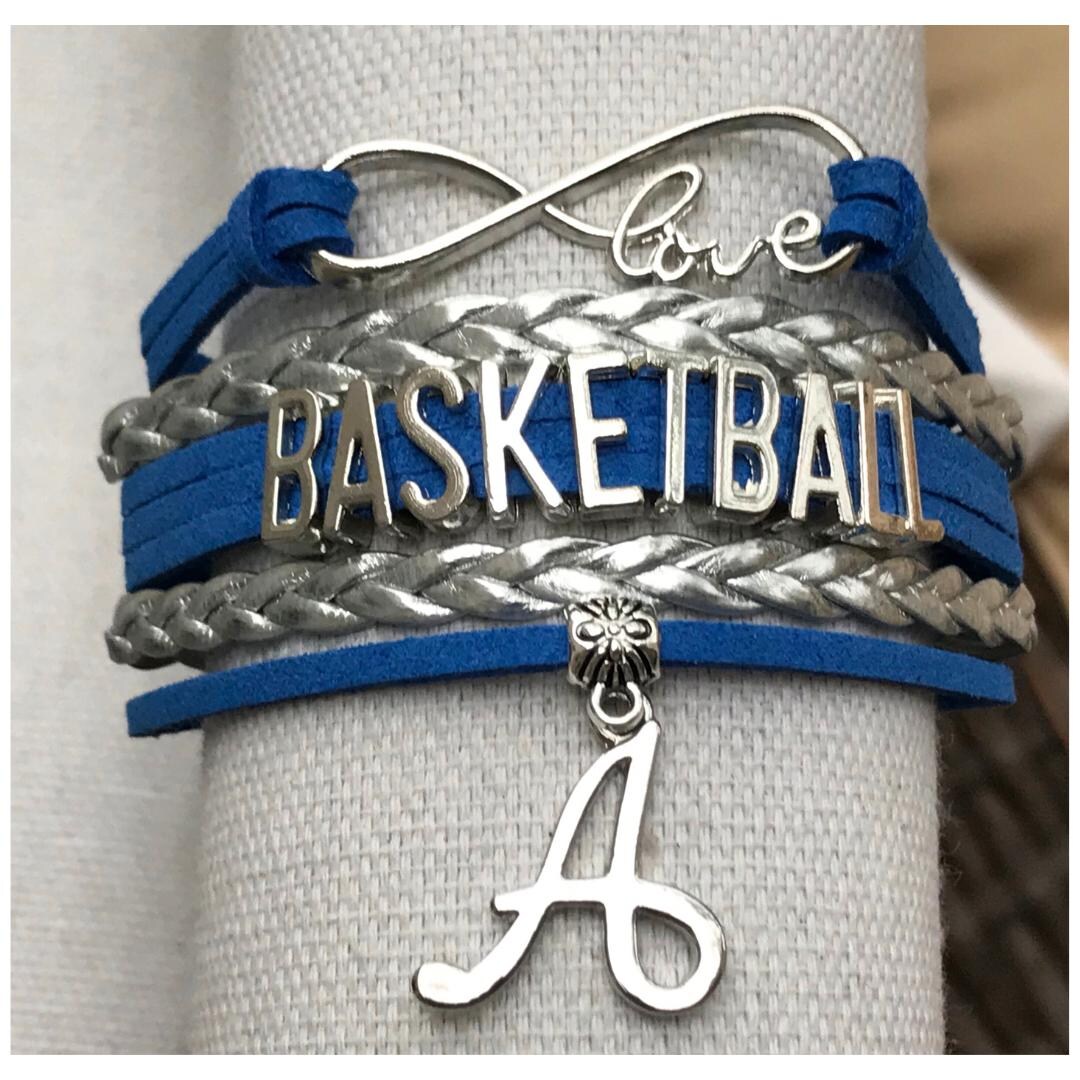 Personalized Infinity Basketball Letter Charm Bracelet, Basketball ...