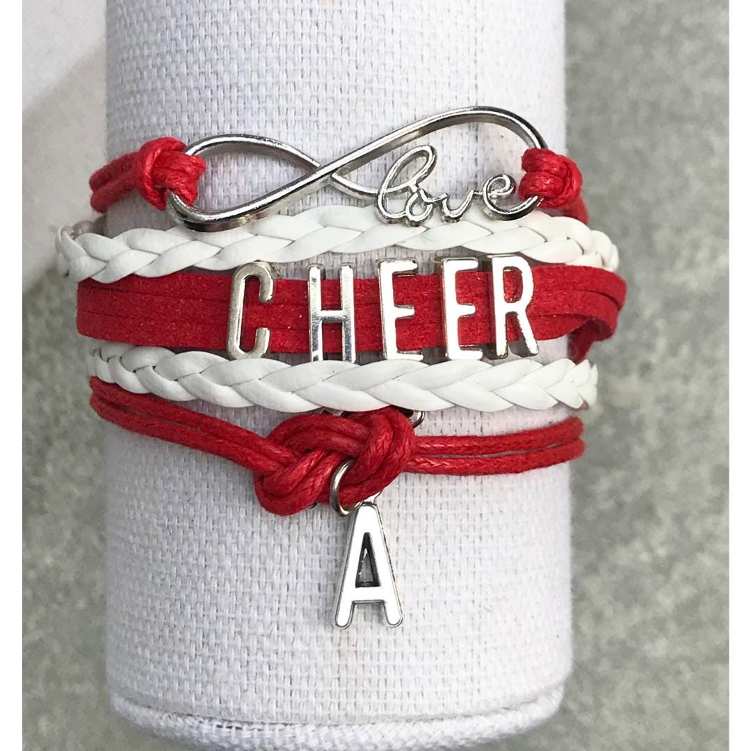 Personalized Cheer Initial Letter Bracelet, Infinity Cheerleader Charm ...