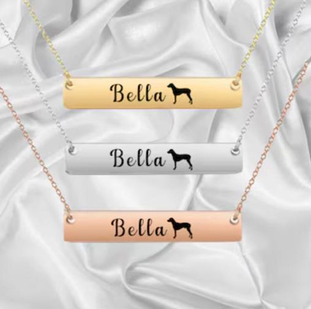 Rhodesian Ridgeback Necklace, Ridgeback Gift, Custom Engraved Dog Bar ...