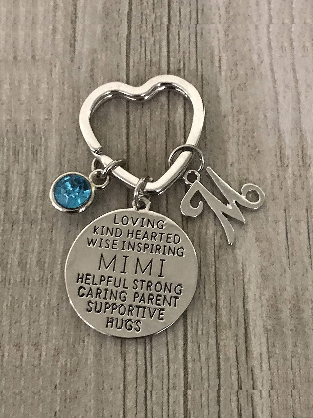 Personalized Mimi Keychain With Birthstone and Letter Charms, Mimi ...