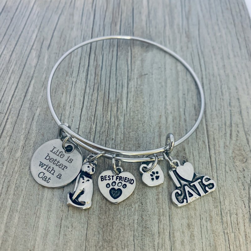 Cat Charm Bracelet - Etsy