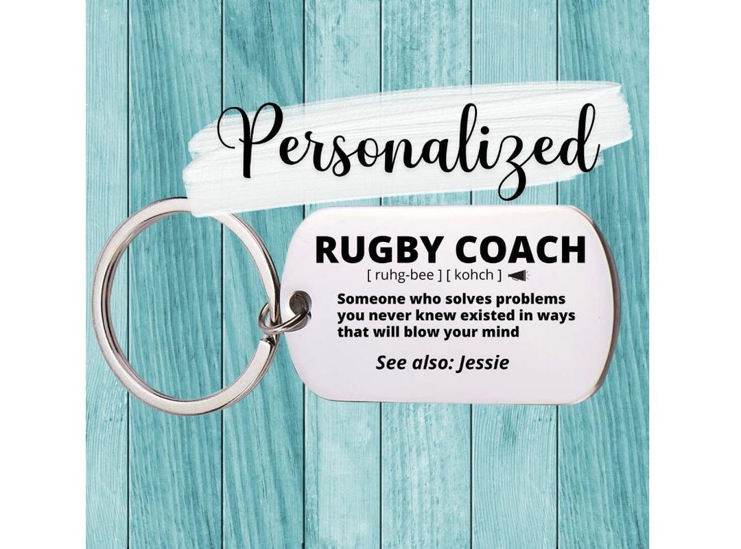Rugby Coach Gift, Stainless Steel Engraved Keychain for Women and Men ...