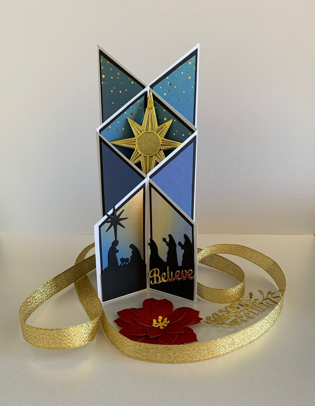 3D Zig Zag Card With Nativity - Etsy